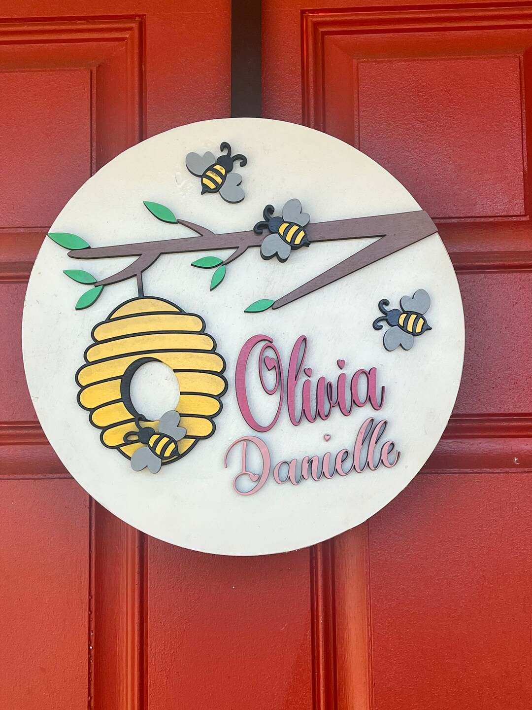 Bee Nursery Name Sign, Bee Themed Nursery, Bee Decor, Girl Name Sign ...
