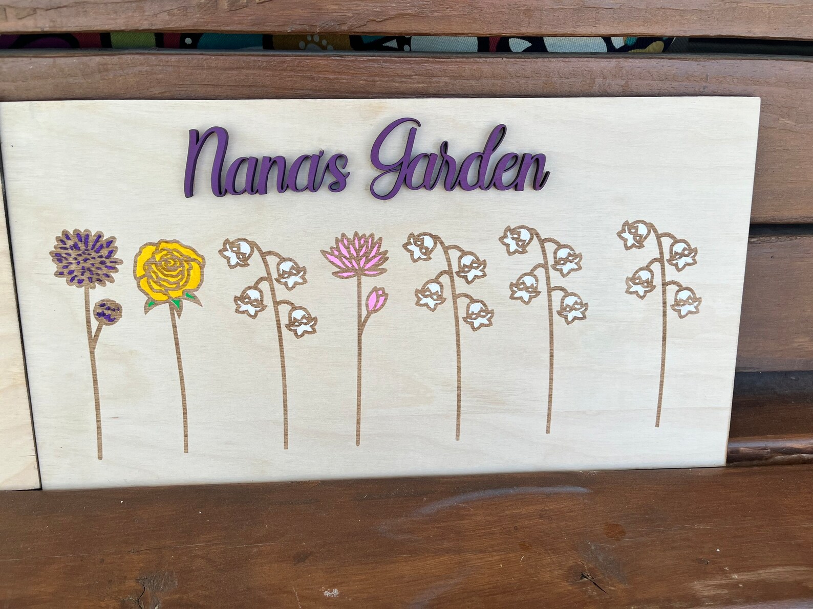 Personalized Grandma’s Garden Sign Birth Month Flowers Sign Laser ...