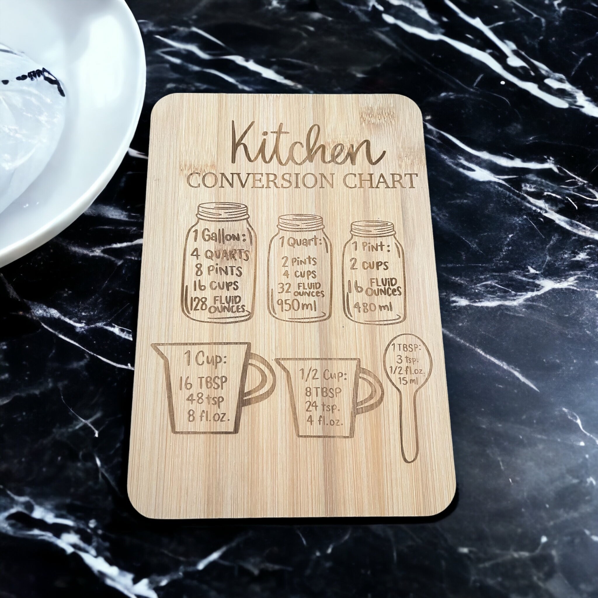 Kitchen Conversion Chart Laser Engraved Conversion Chart - Etsy
