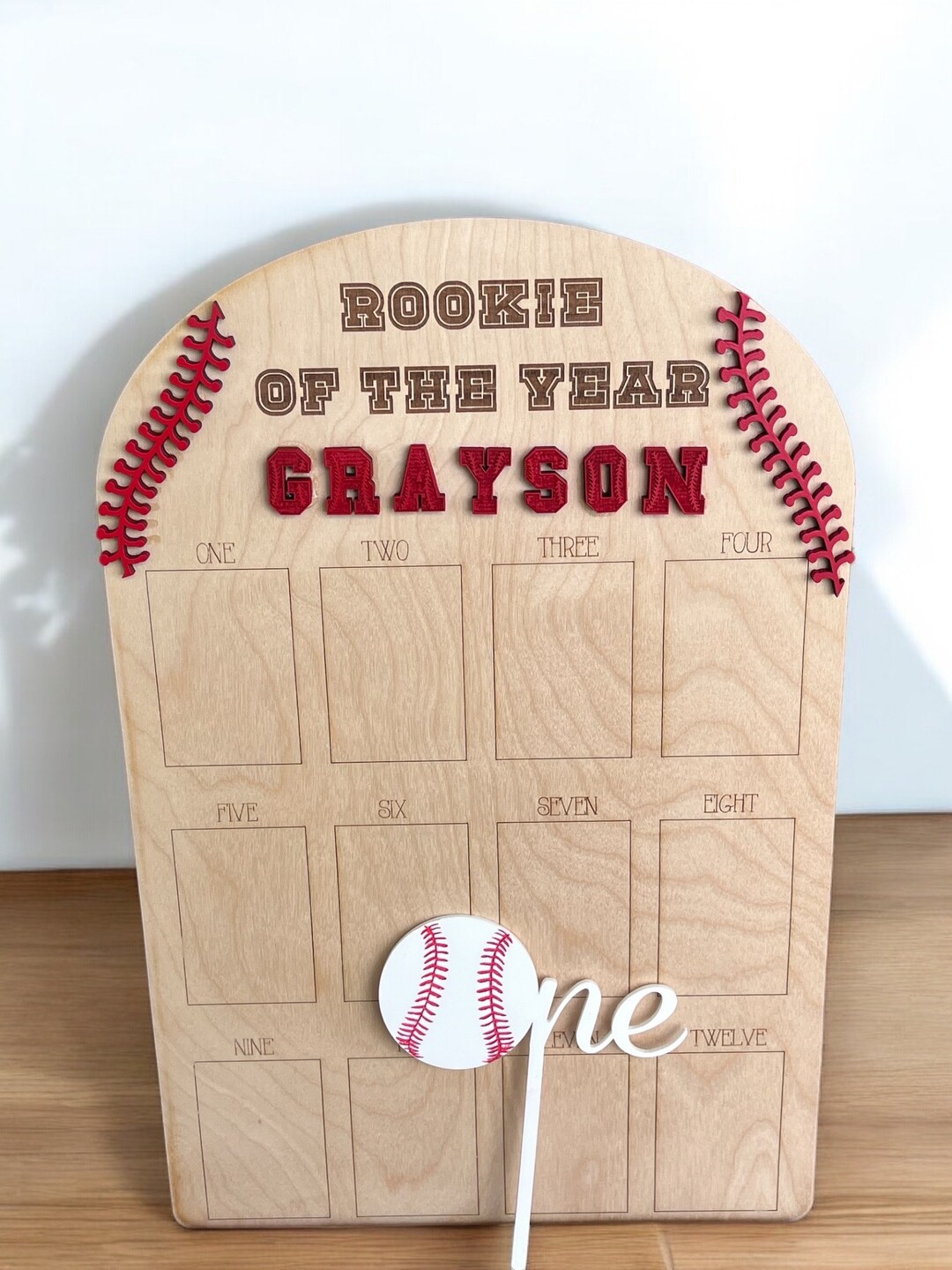 Rookie of the Year 12-month Photo Personalized1st Birthday Sign ...