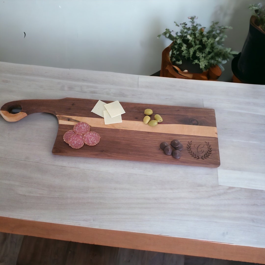Laser Engraved Walnut Cheese Platter for Parties Laser Engraved Cheese ...