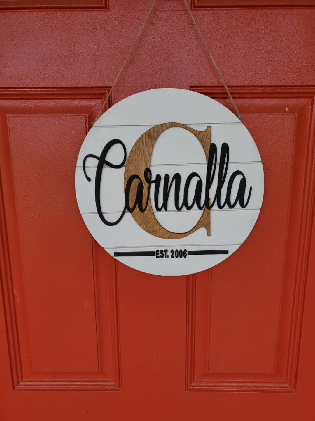 Shiplap Last Name Door Sign With Initial Customized Farmhouse Door ...