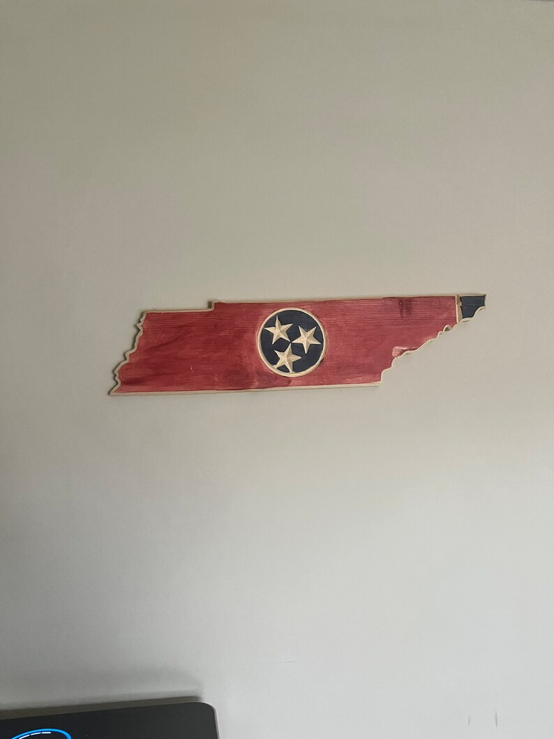 Custom Carved Tennessee Tristar Flag Tennessee State Flag Wall Plaque ...