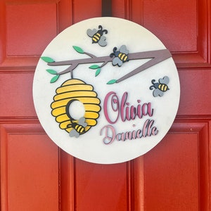 Bee Nursery Name Sign, Bee Themed Nursery, Bee Decor, Girl Name Sign ...