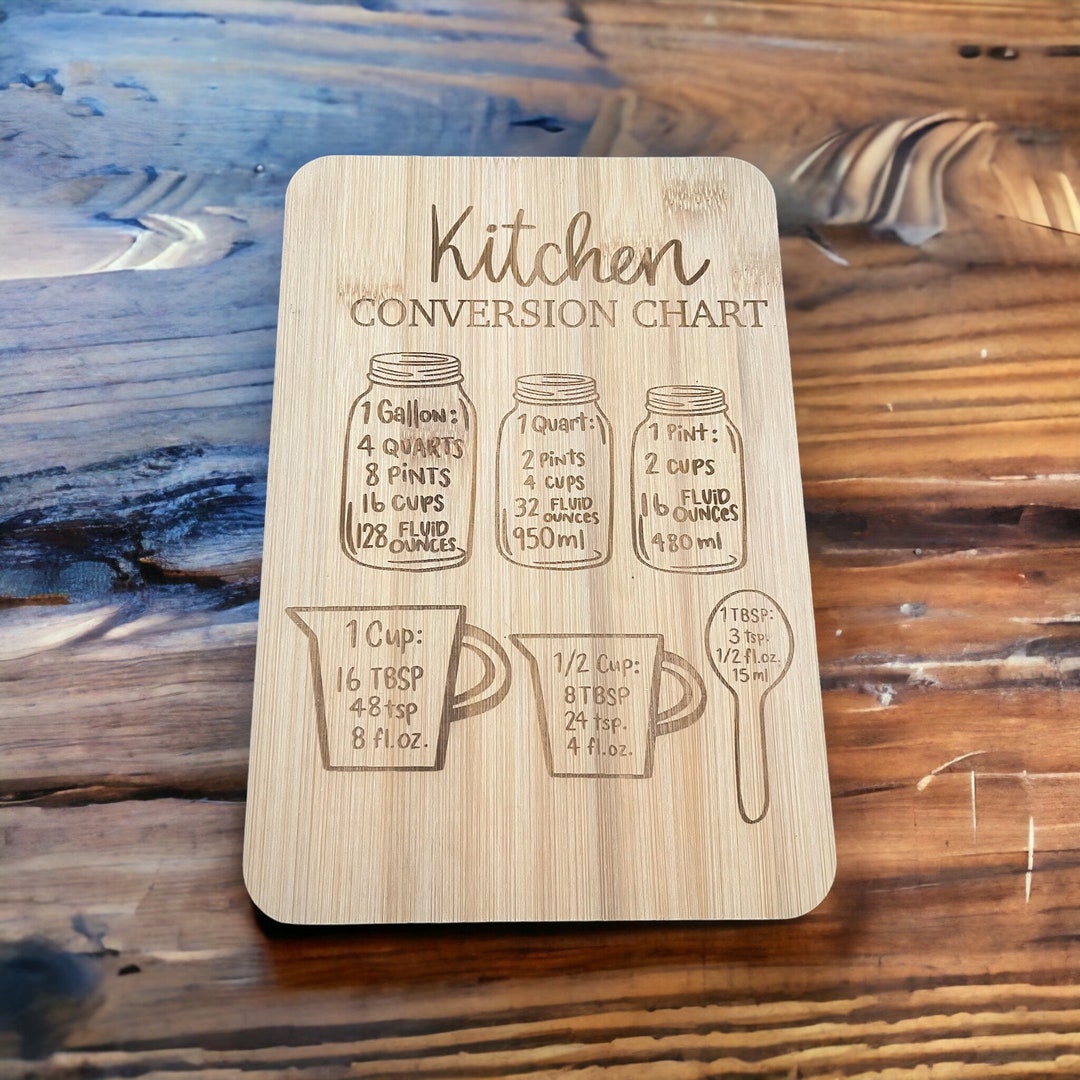 Laser Engraved Conversion Cooking Measurement Guide Unique Culinary ...