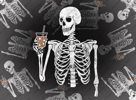 Skeleton Drinking Coffee Spiced PNG Digital Download - Etsy