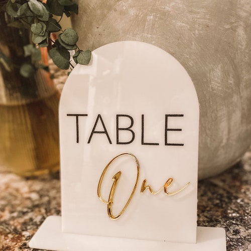 Arched Acrylic Table Numbers for Wedding Seating Number Signs - Etsy