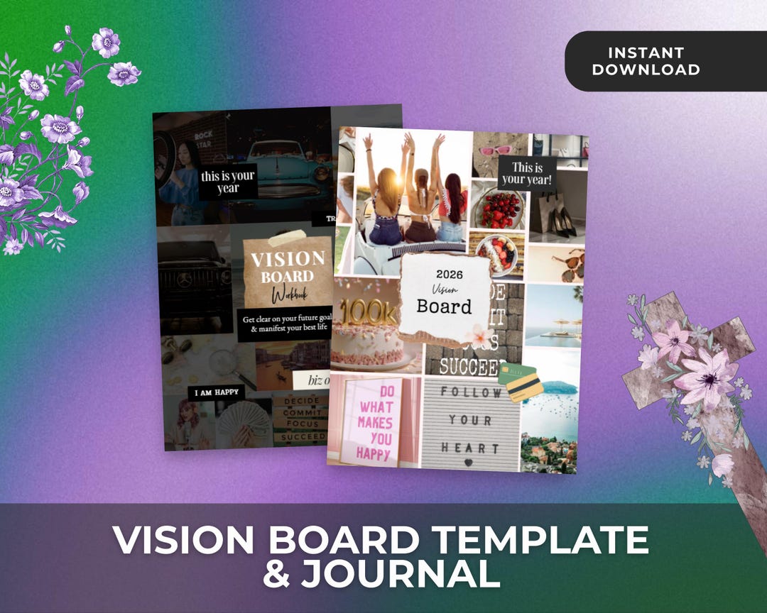 2026 Vision Board Bundle - Editable Journal and Manifestation Kit - Etsy