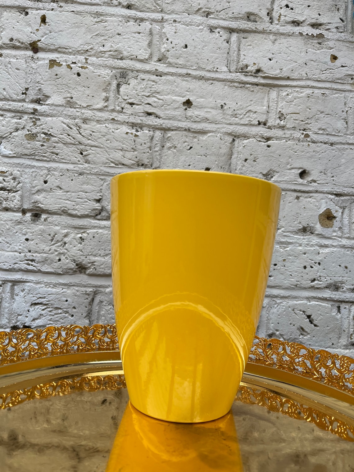 Yellow ceramic pot 12cm diameter indoor plant pot golden | Etsy