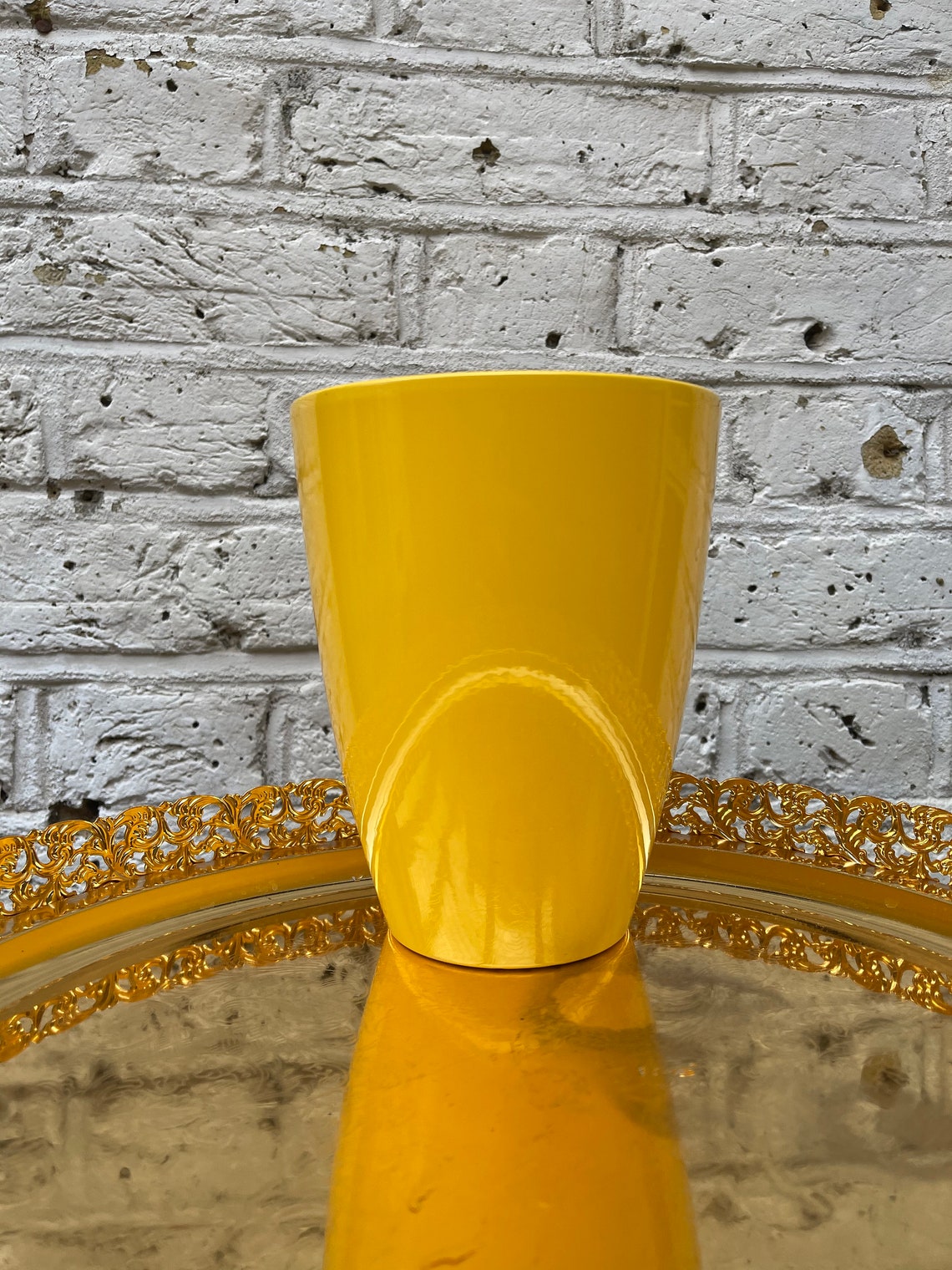 Yellow ceramic pot 12cm diameter indoor plant pot golden | Etsy