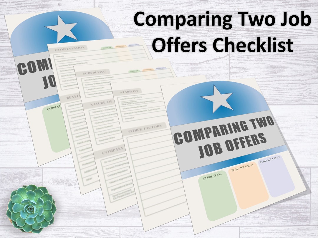 COMPARING Two JOB OFFERS - Job Seekers' Ultimate Decision Tool - Etsy