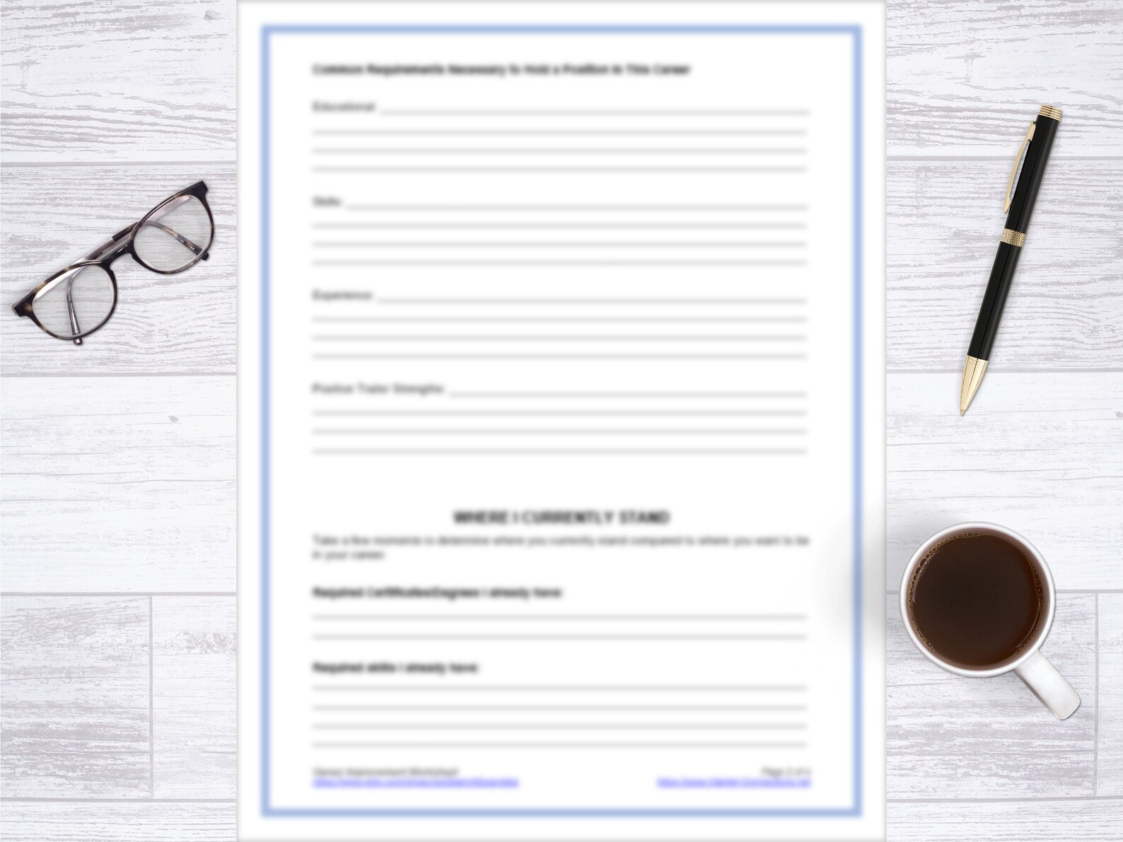 Career Improvement Worksheet - Strategic Planning for Professional ...