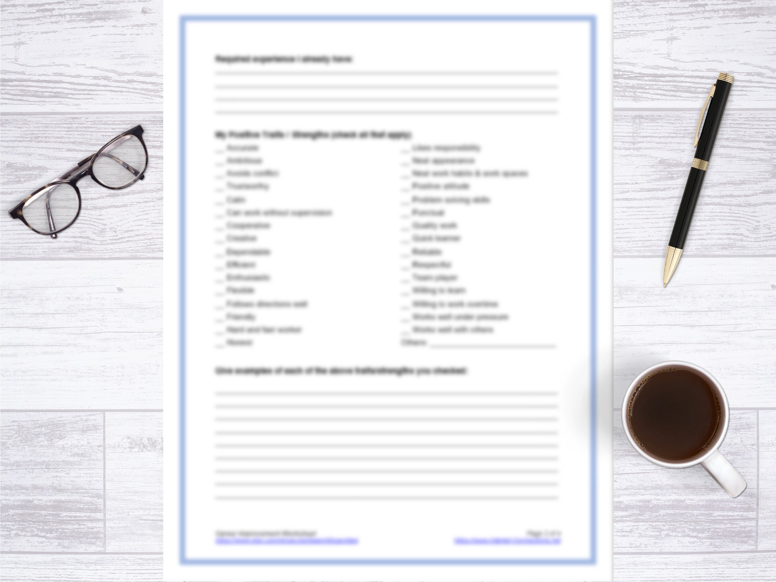 Career Improvement Worksheet - Strategic Planning for Professional ...