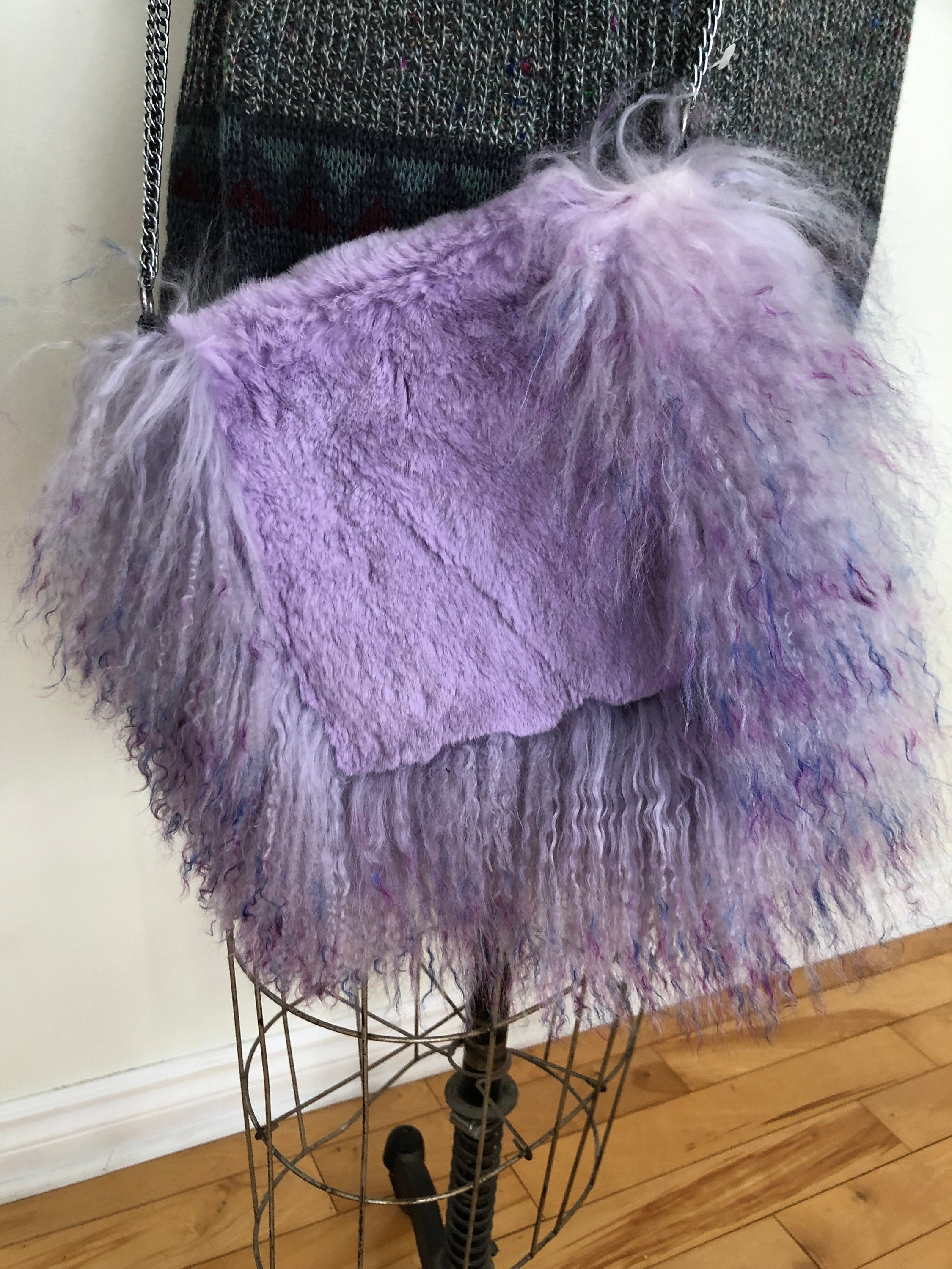 Sheared Rex Rabbit and Mongolian Lamb Fur Purse - Etsy