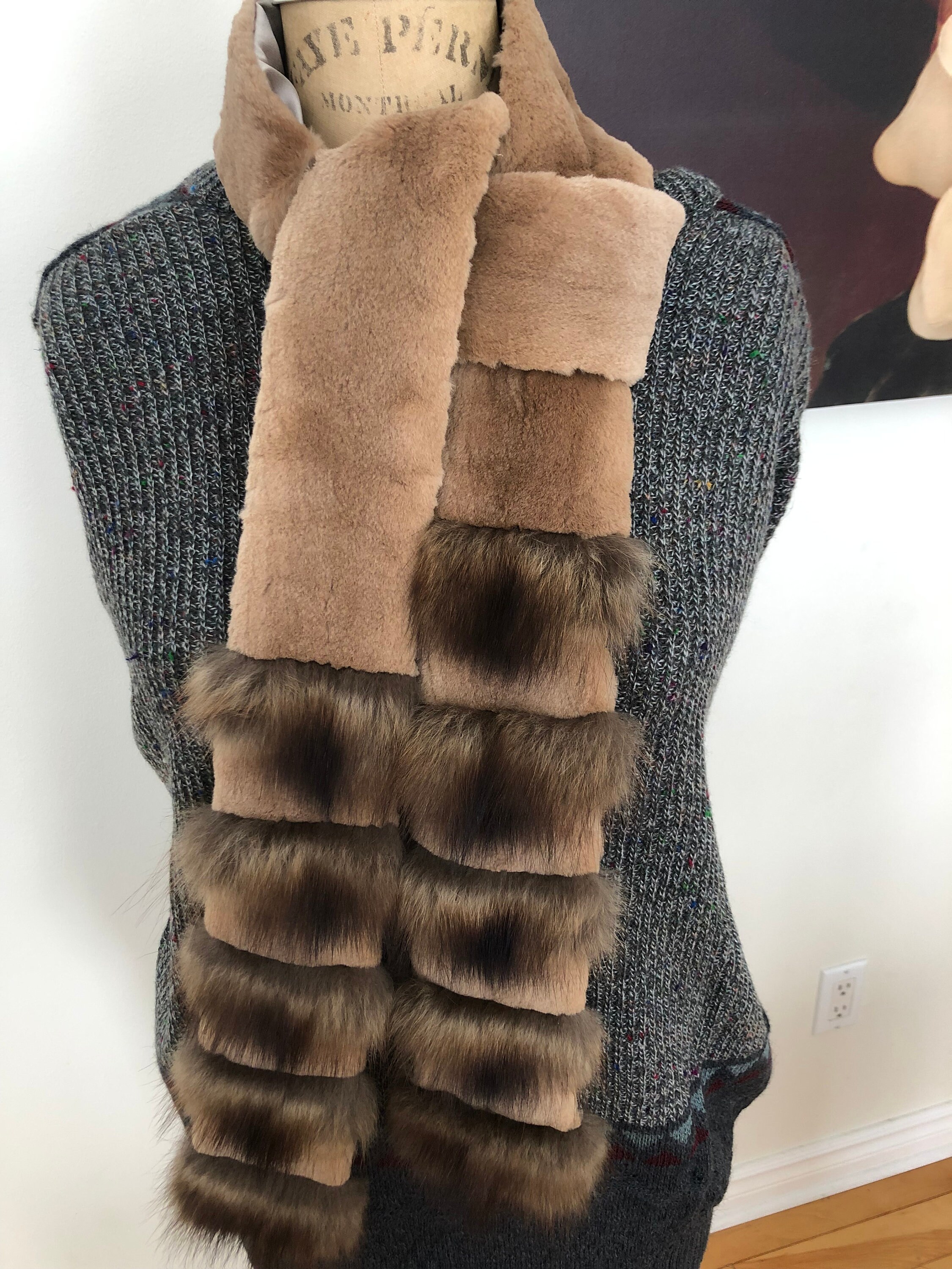Farm Raised Sheared Mink and Muskrat Fur Scarf - Etsy