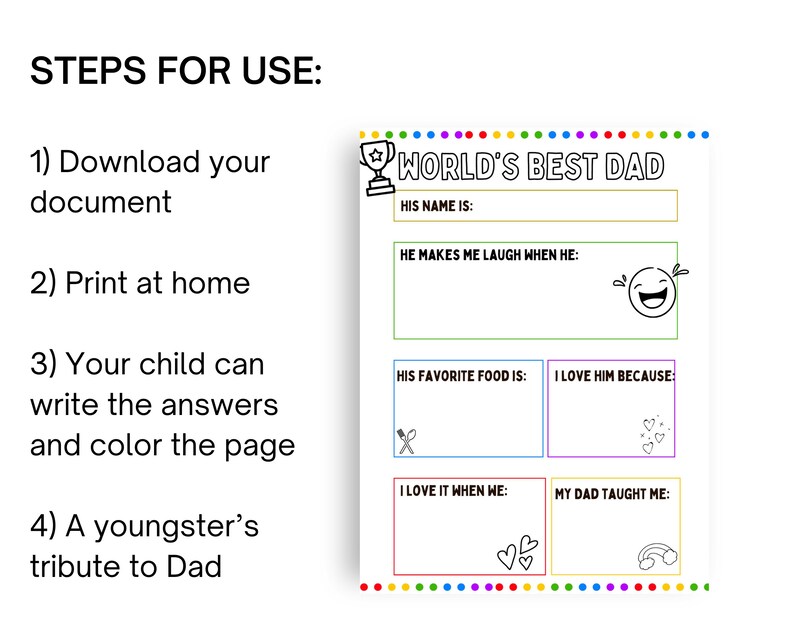 Father's Day Printable Craft, Printable Father's Day Craft, Father's ...
