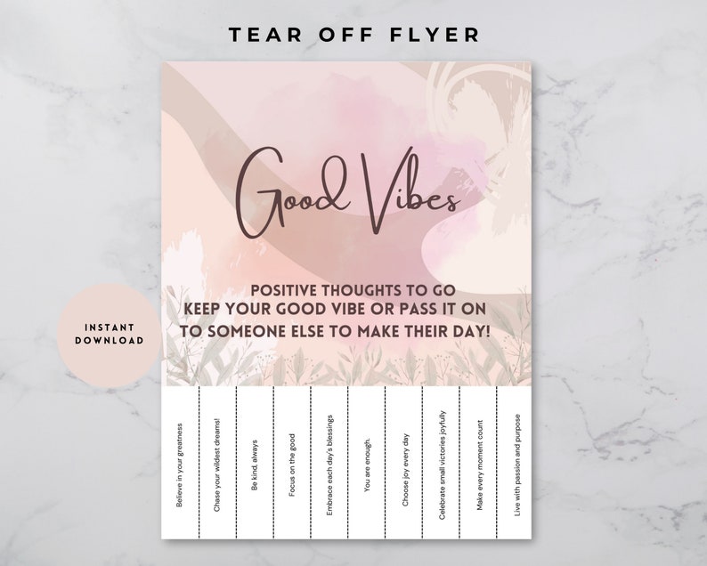 Tear off Flyer Good Vibes Printable, Counselor Tear off Compliments ...