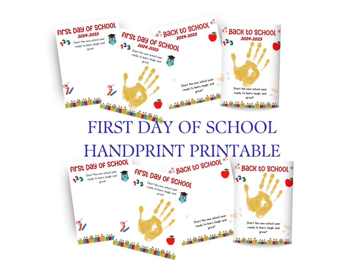 First Day of School Handprint Printable, Handprint Art, Handprint Craft ...