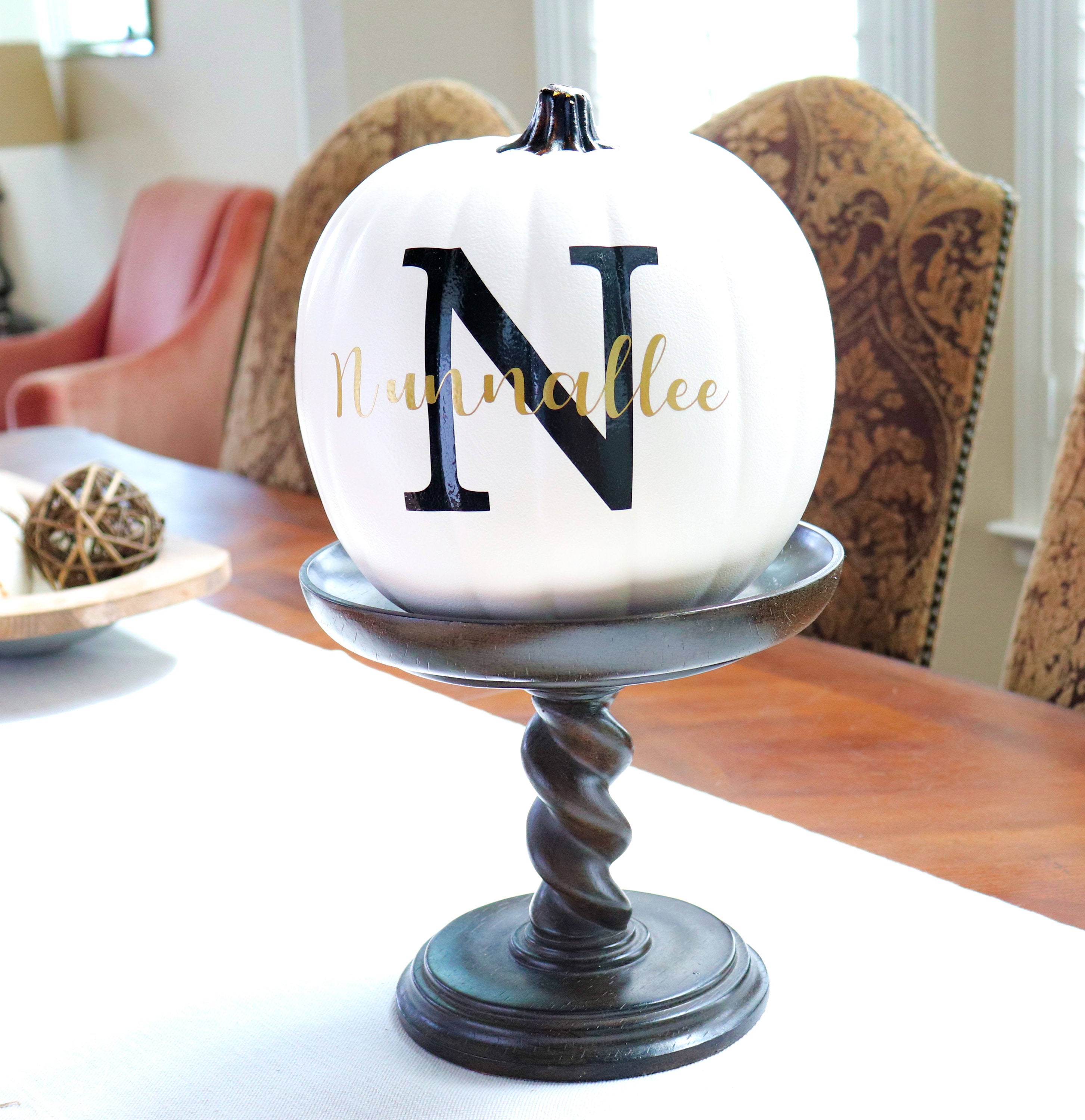 Pumpkin Monogram Decal With Last Name and Initial - Etsy