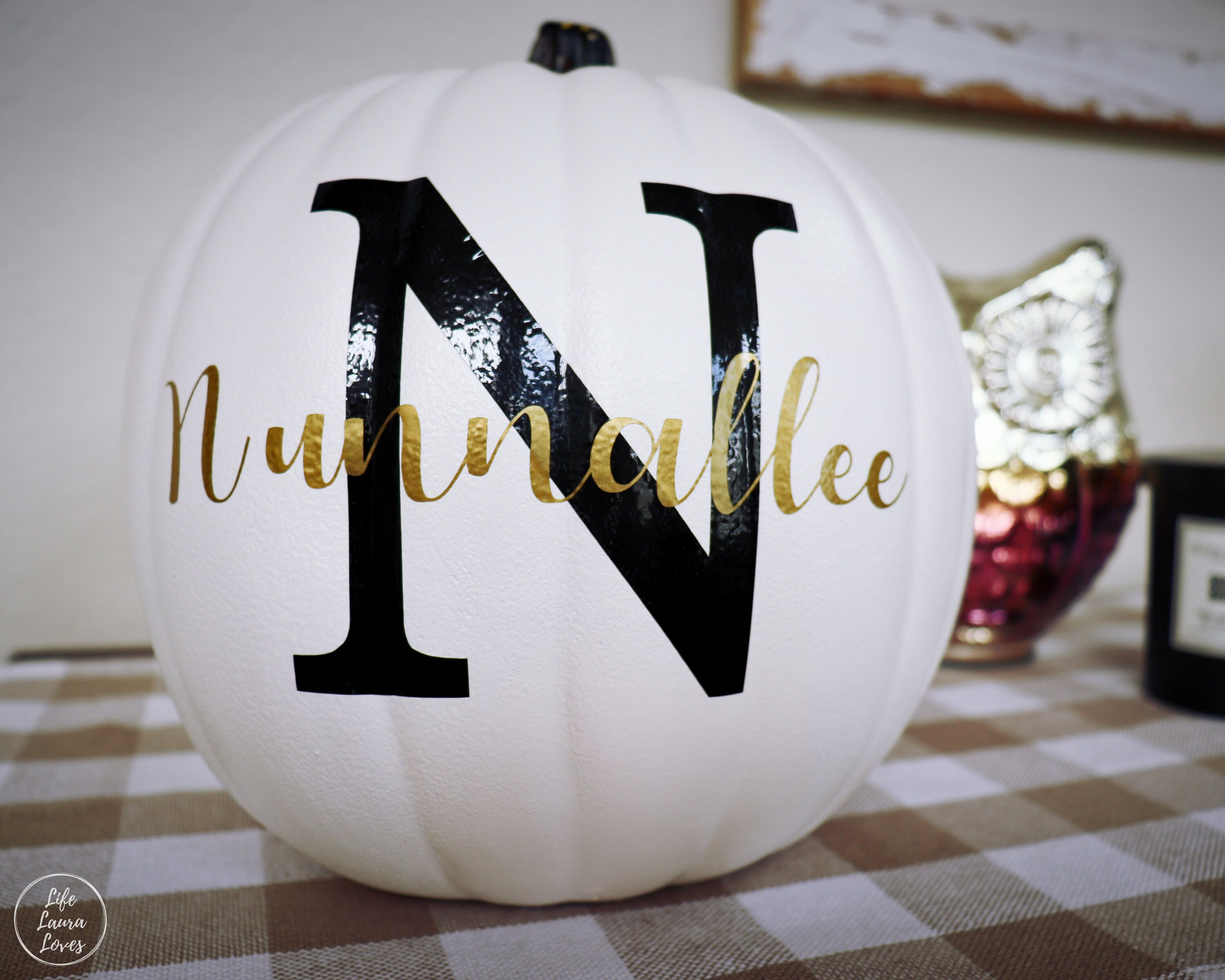 Pumpkin Monogram Decal With Last Name and Initial - Etsy