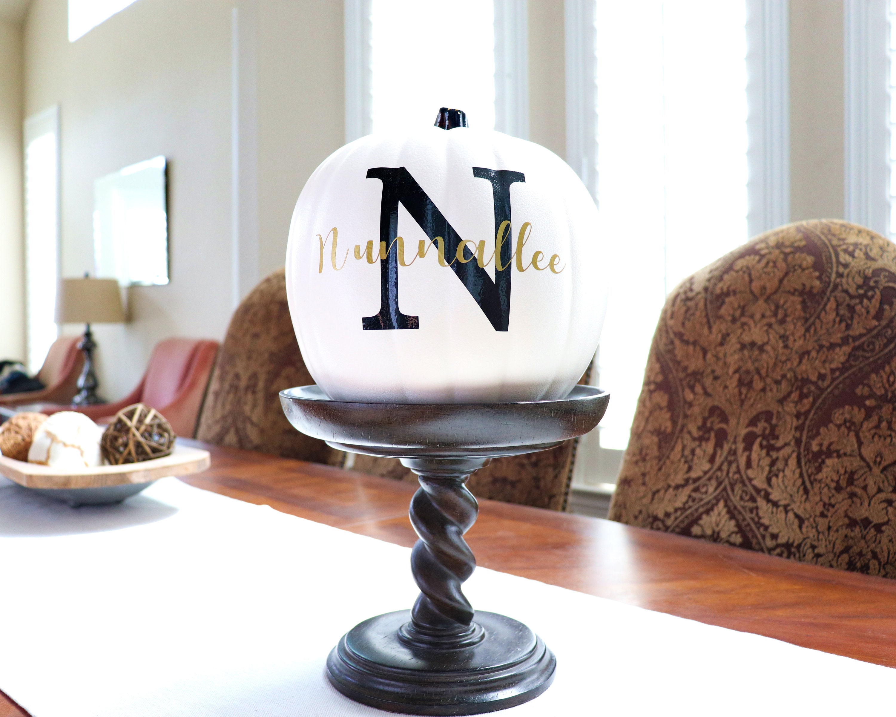 Pumpkin Monogram Decal With Last Name and Initial - Etsy
