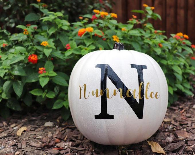 Pumpkin Monogram Decal With Last Name and Initial - Etsy