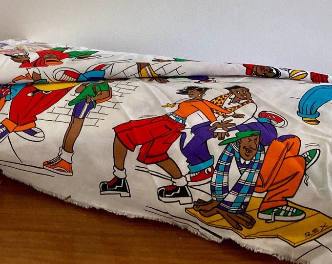 Retro 90s Hip-hop Heaven Cotton Fabric | Vintage Hip-hop Heaven by ...