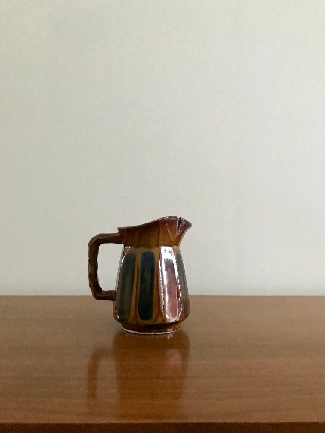 Vintage 70s Stoneware Pitcher: Jewel Tones Pottery, Made in Japan - Etsy