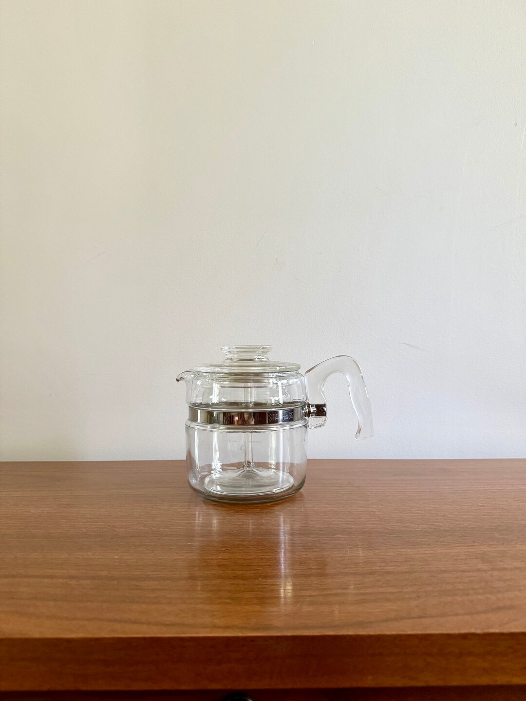 60s Pyrex Flameware 2-4 Cup Coffee Pot Pyrex 7754 Clear Glass Stovetop ...