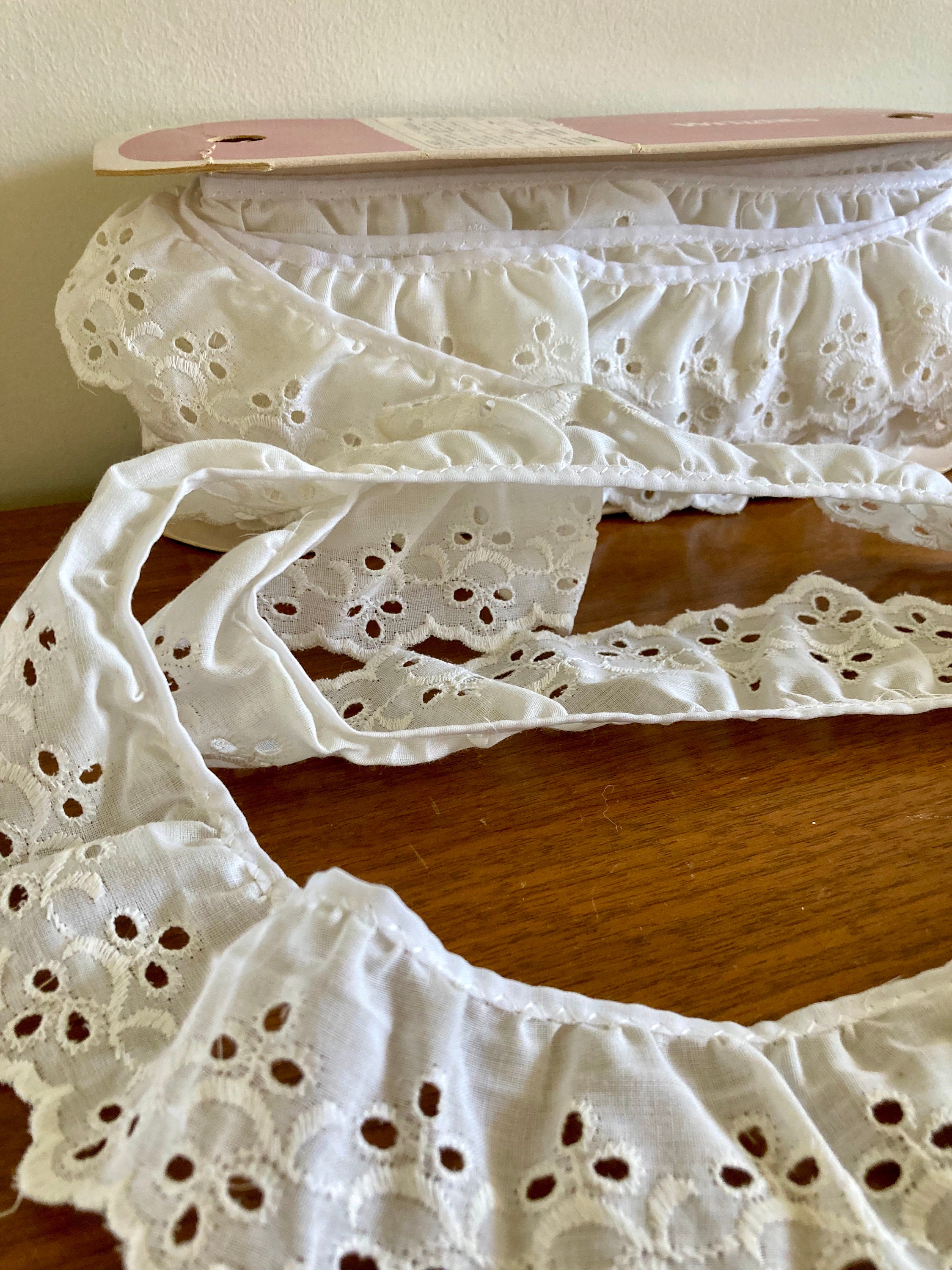 2 Inch IVORY Gathered Eyelet Lace Trim Vintage Ruffled - Etsy