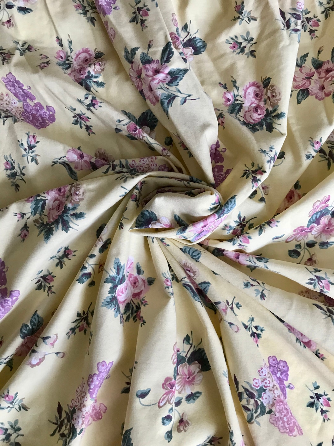Vintage Ruffled Floral Twin Flat Sheet - Shabby Chic Bedding - Etsy