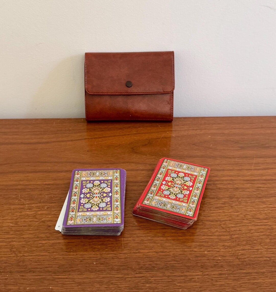 Vintage Floral Bridge Card Set in Faux Leather Travel Case - Etsy