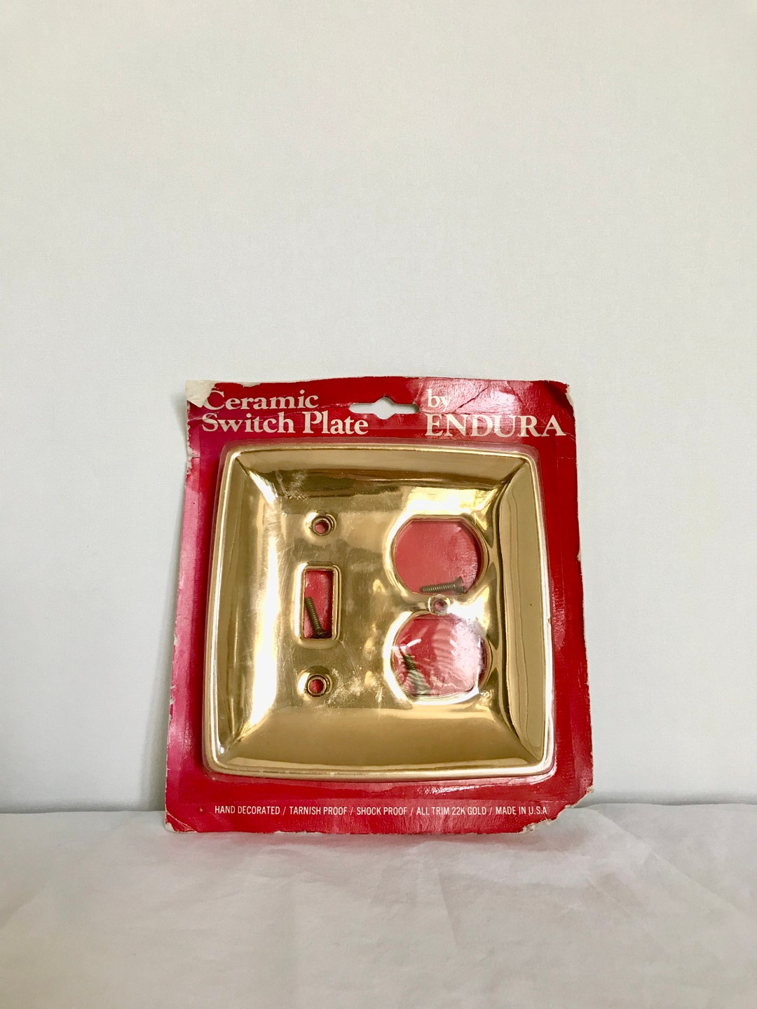 22k Gold Combination Wall Plate | Vintage Porcelain Switch Plate ...