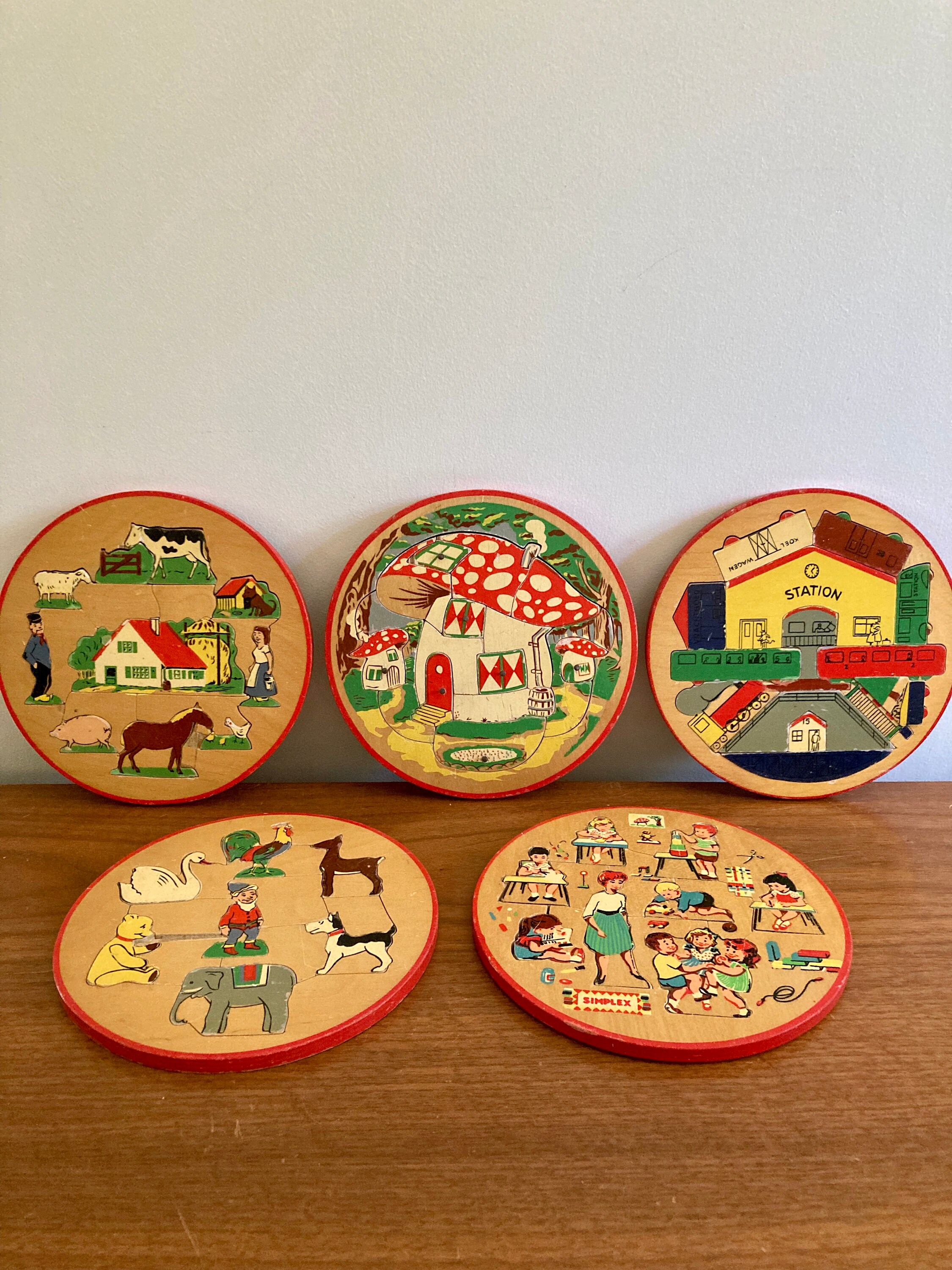 SET of 5 Simplex Puzzles Vintage 50s Wooden Puzzles Retro - Etsy