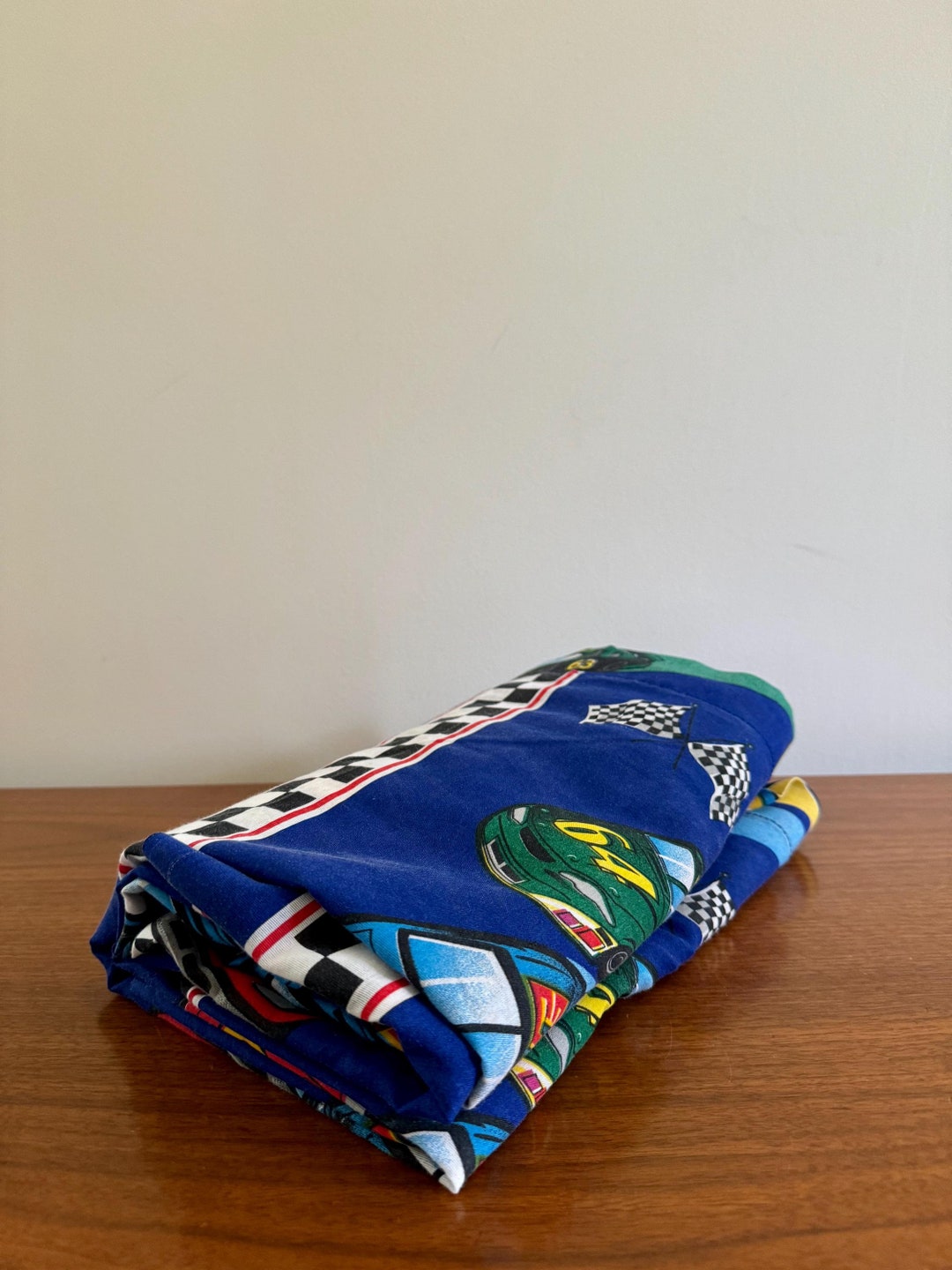 CHOICE Green OR Blue Vintage Nascar Bed Sheet | NOS Retro Nascar Bed ...