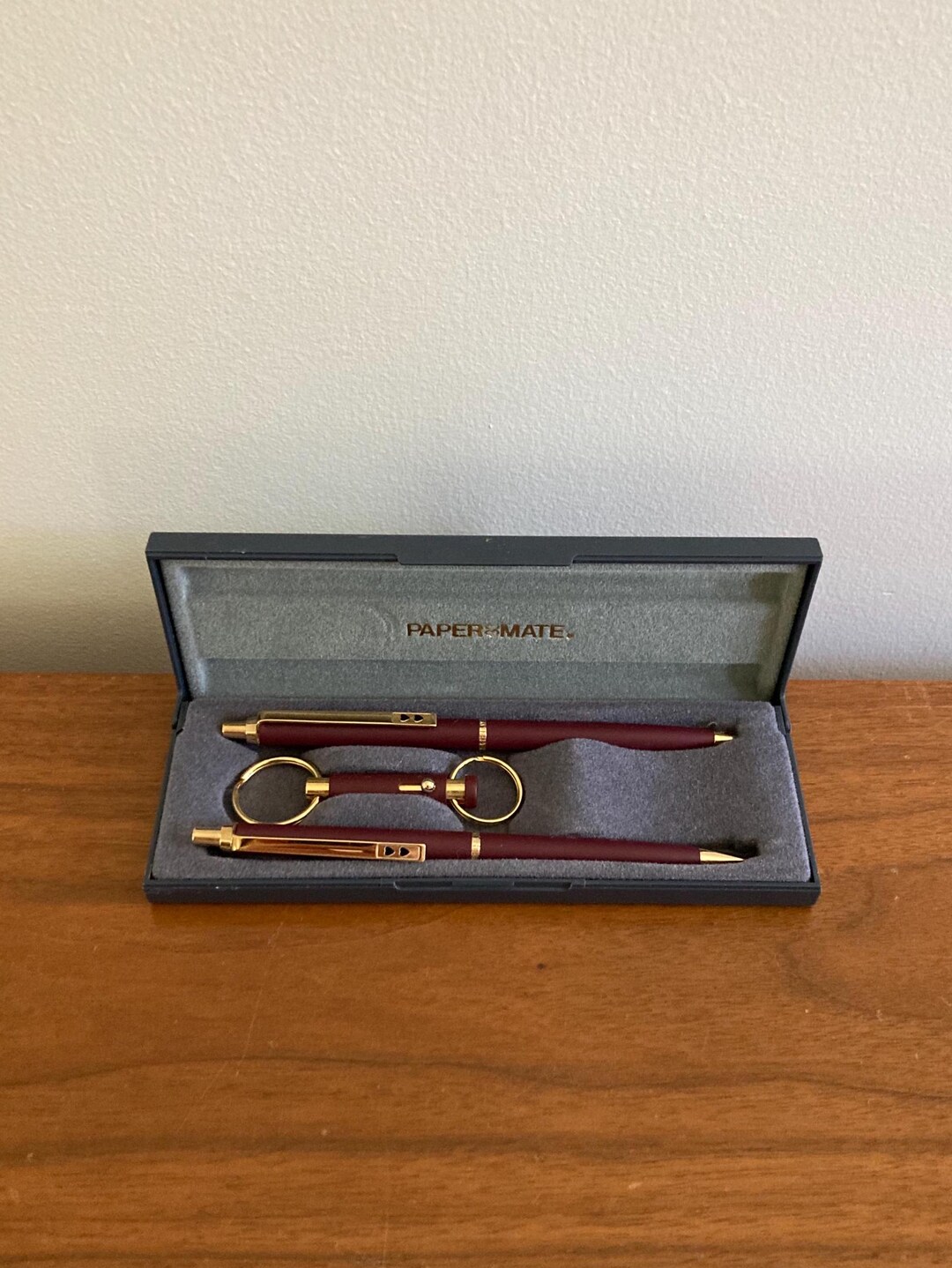 Vintage Paper Mate Pen and Pencil SET W/ Matching Detachable Key Ring ...