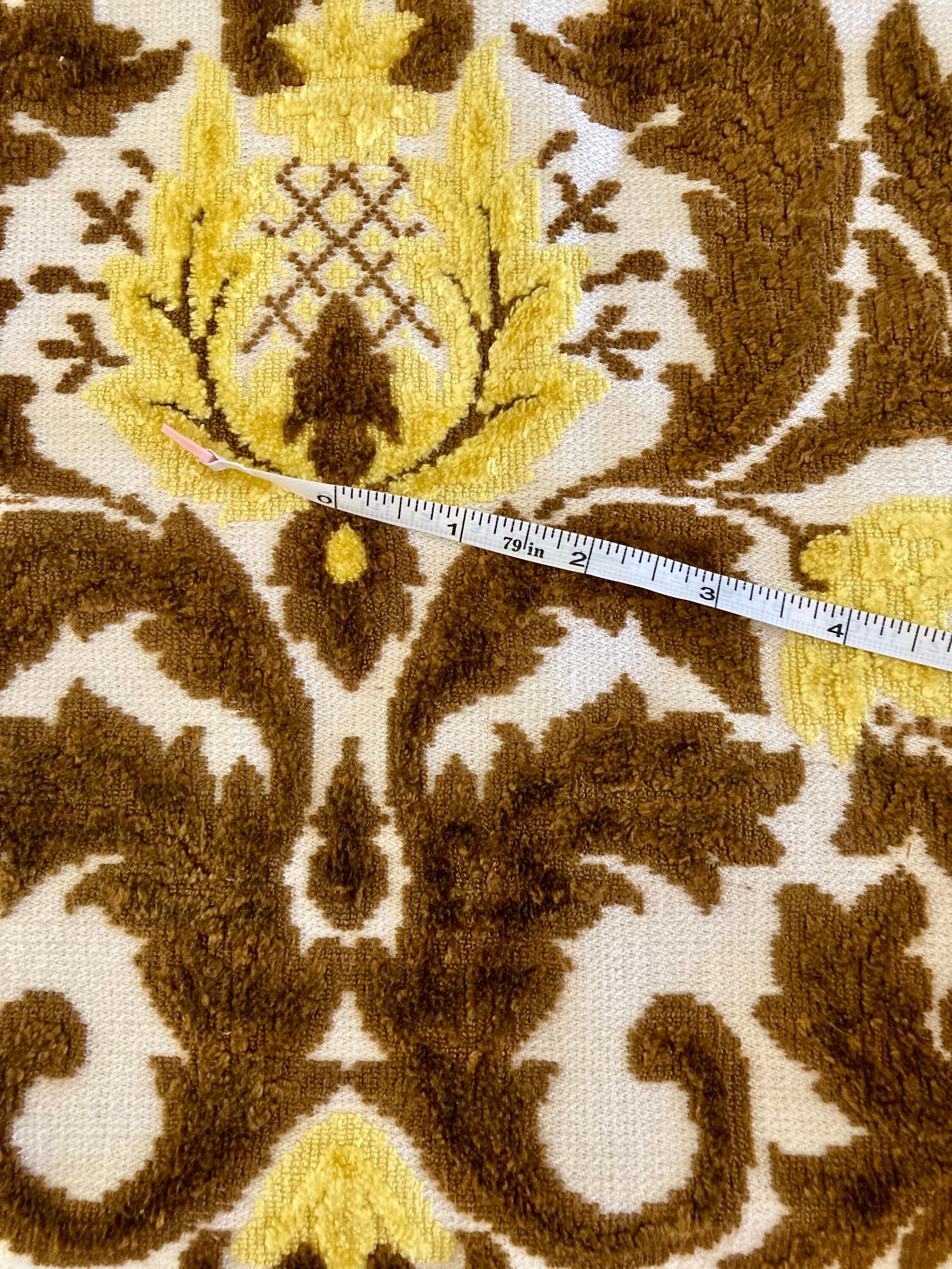 Vintage Brocade Velvet Fabric Swatch Brown Velvet Yellow | Etsy