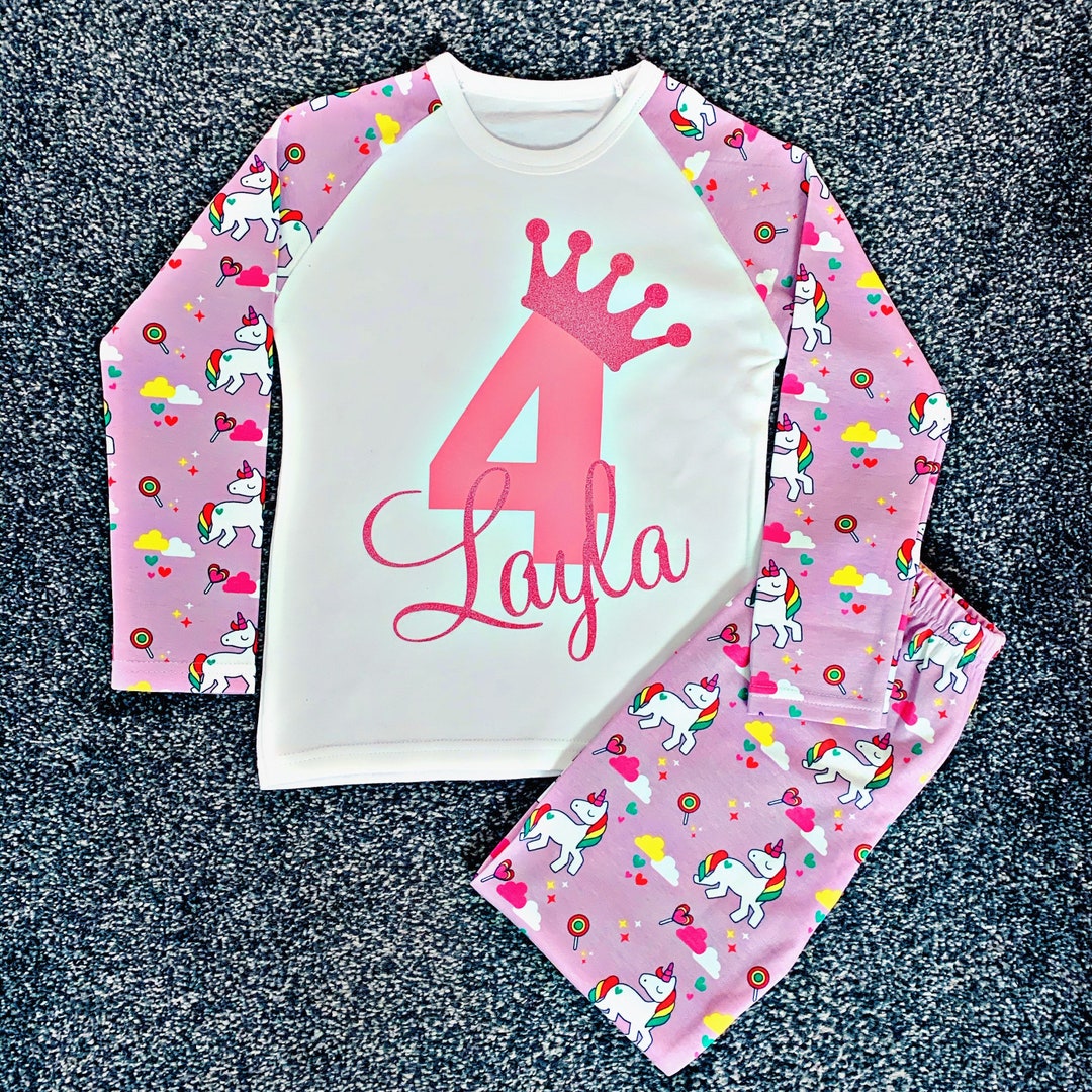Personalised Unicorn Birthday Pyjamas 1st 2nd 3rd 4th 5th 6th 7th 8th ...