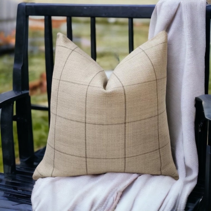 Neutral Windowpane Pillow - Etsy