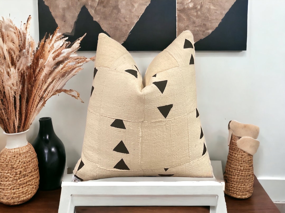 Mud Cloth Pillow With Triangle Boho Pillows Patchwork Throw Pillow ...