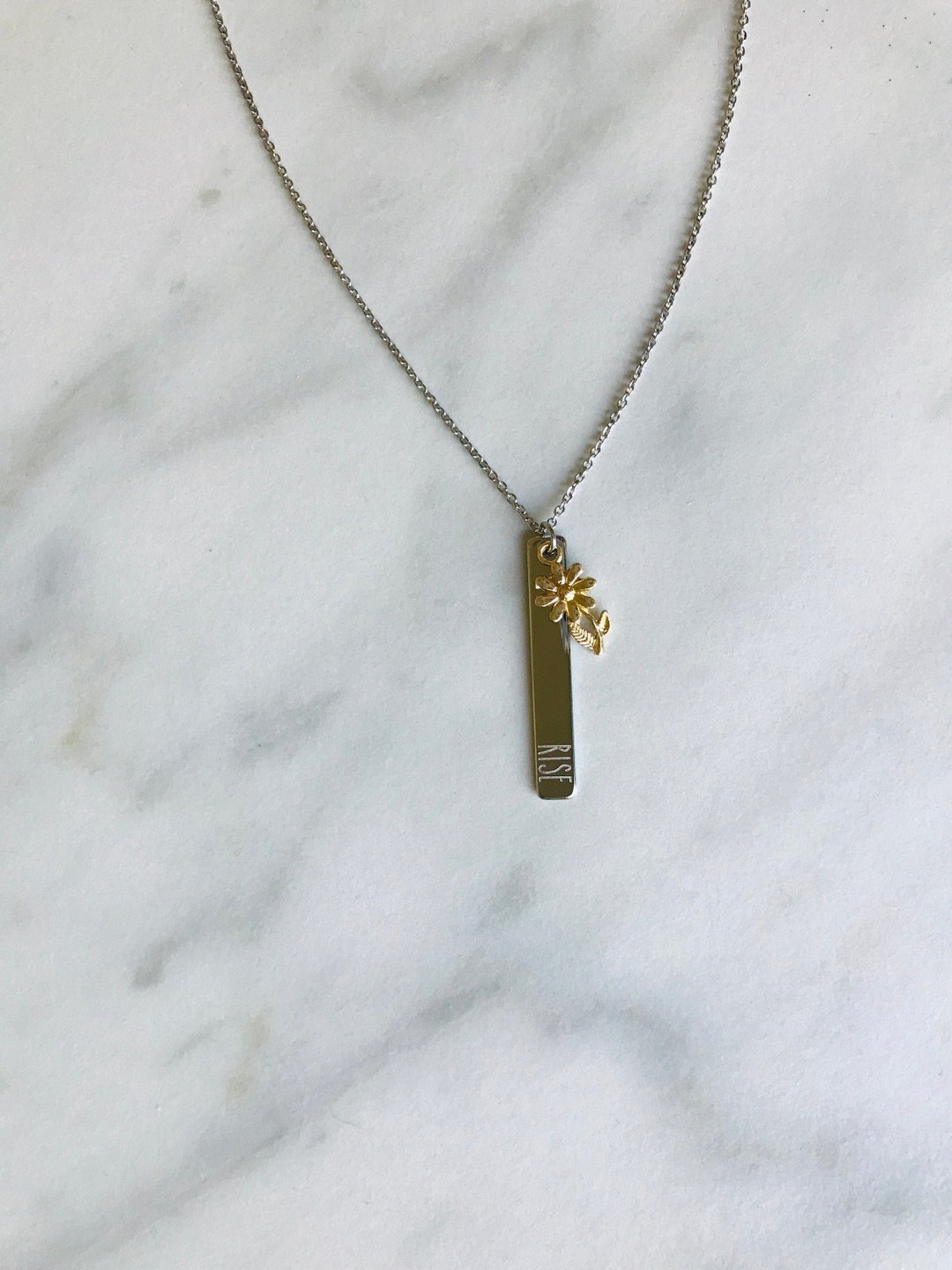 Rise Engraved Necklace, Positive Necklace, Inspirational Necklace, Good ...