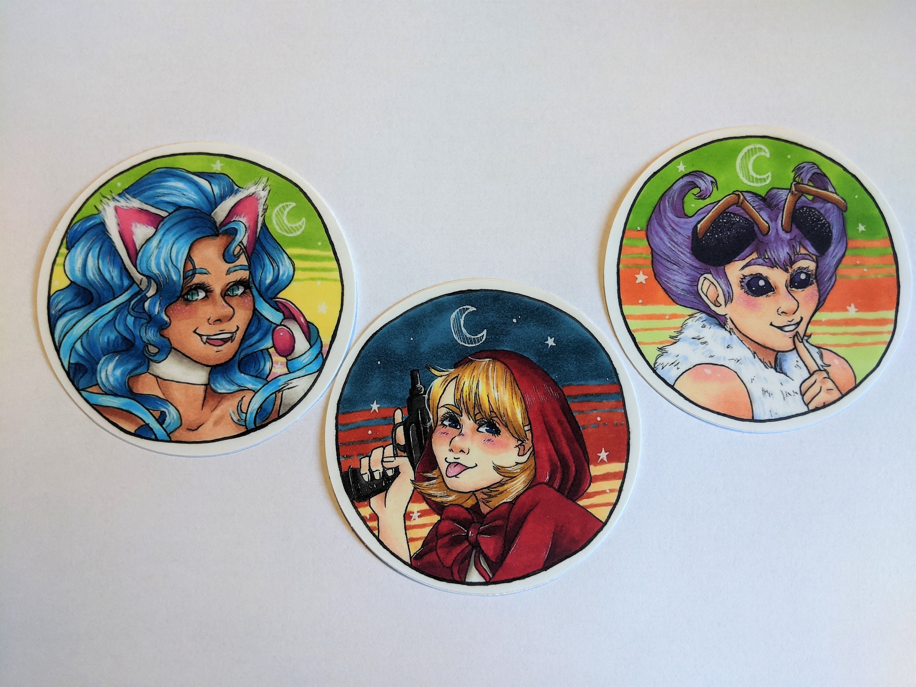 Capcom Darkstalkers Vinyl Stickers Morrigan Aensland Lilith Aensland ...