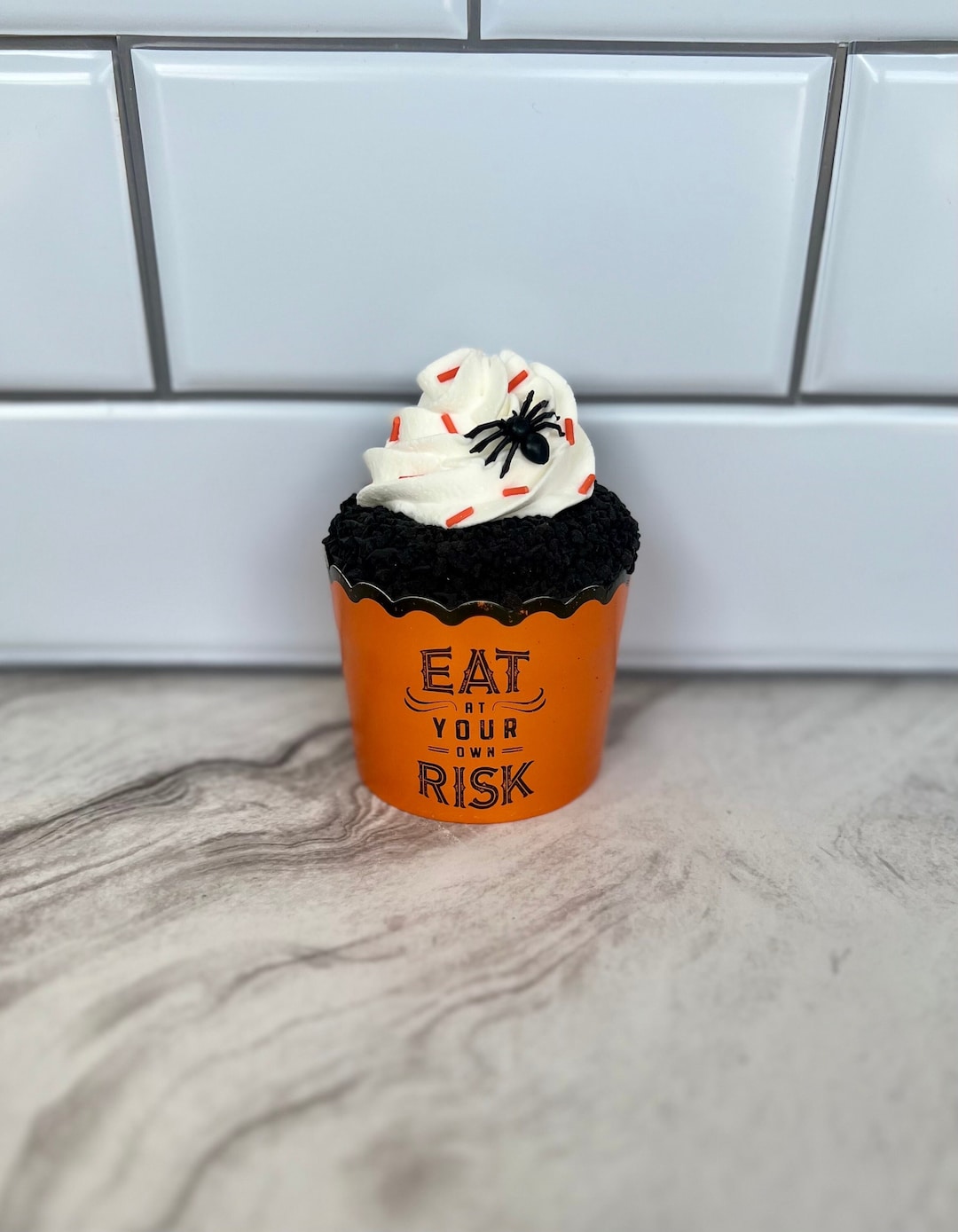 Fake "eat at Your Own Risk" Cupcake | Halloween Tier Tray Decor | Fake ...