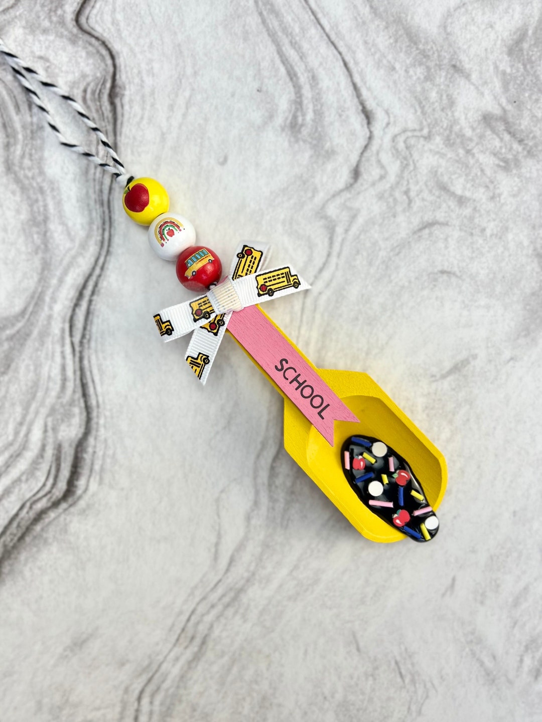 School Themed 3 Bead Length Garland With Wooden Scoop for Canister ...