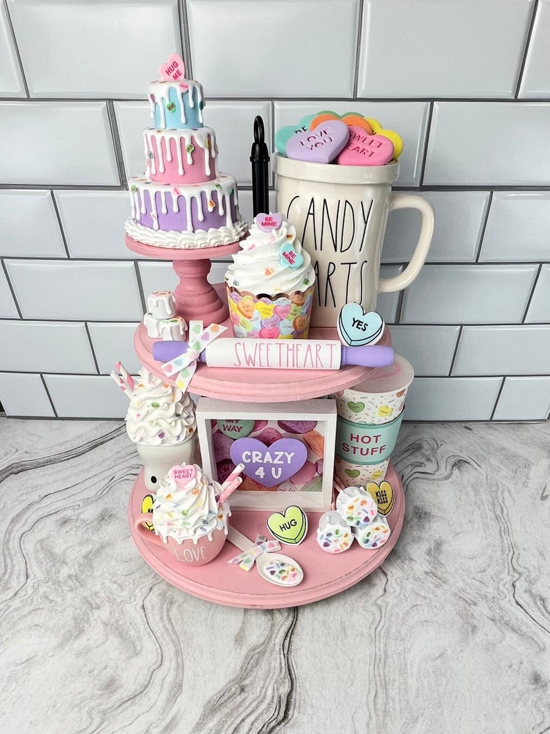 Candy Hearts Tiered Tray Decor Bundle | Valentine's Day Display Set - Etsy