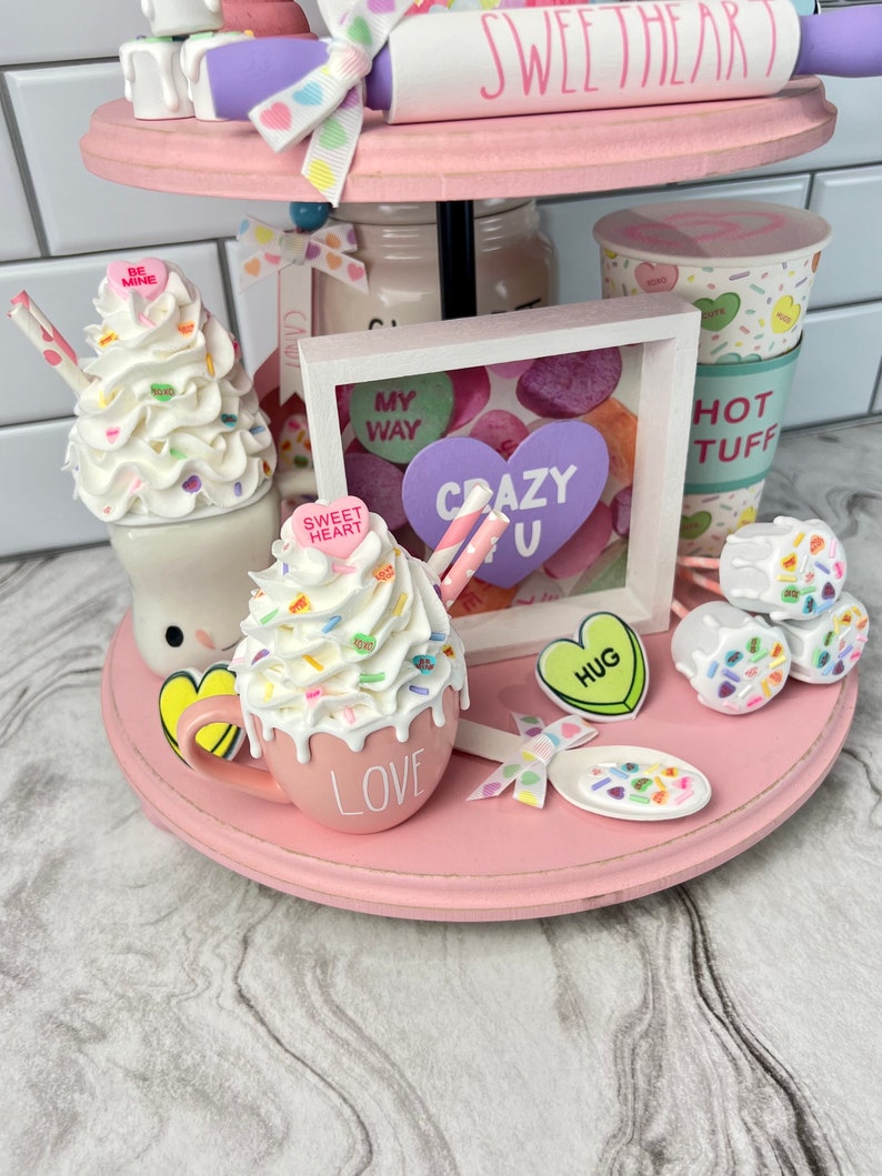 Candy Hearts Tiered Tray Decor Bundle | Valentine's Day Display Set - Etsy