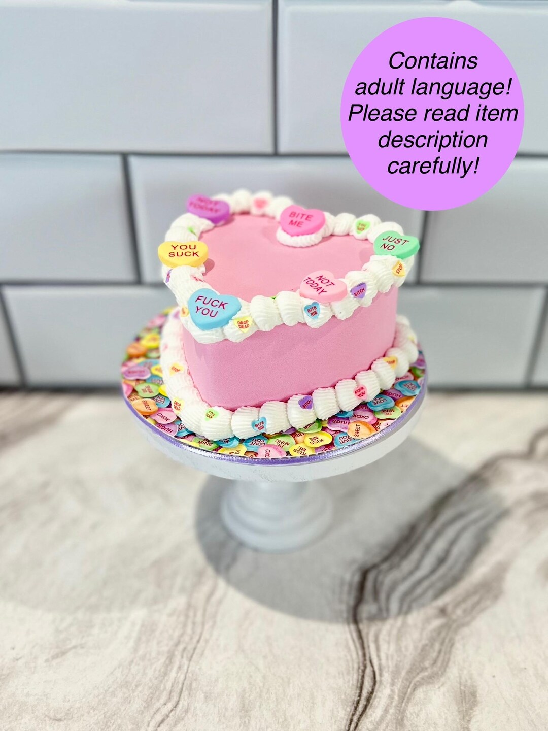 Rude Candy Hearts Fake Cake | Mean Conversation Hearts Cake | Funny ...