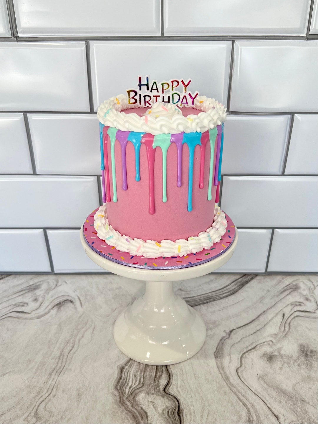 Fake Drip Birthday Cake | Faux Drip Cake | Fake Birthday Cake | Prop ...