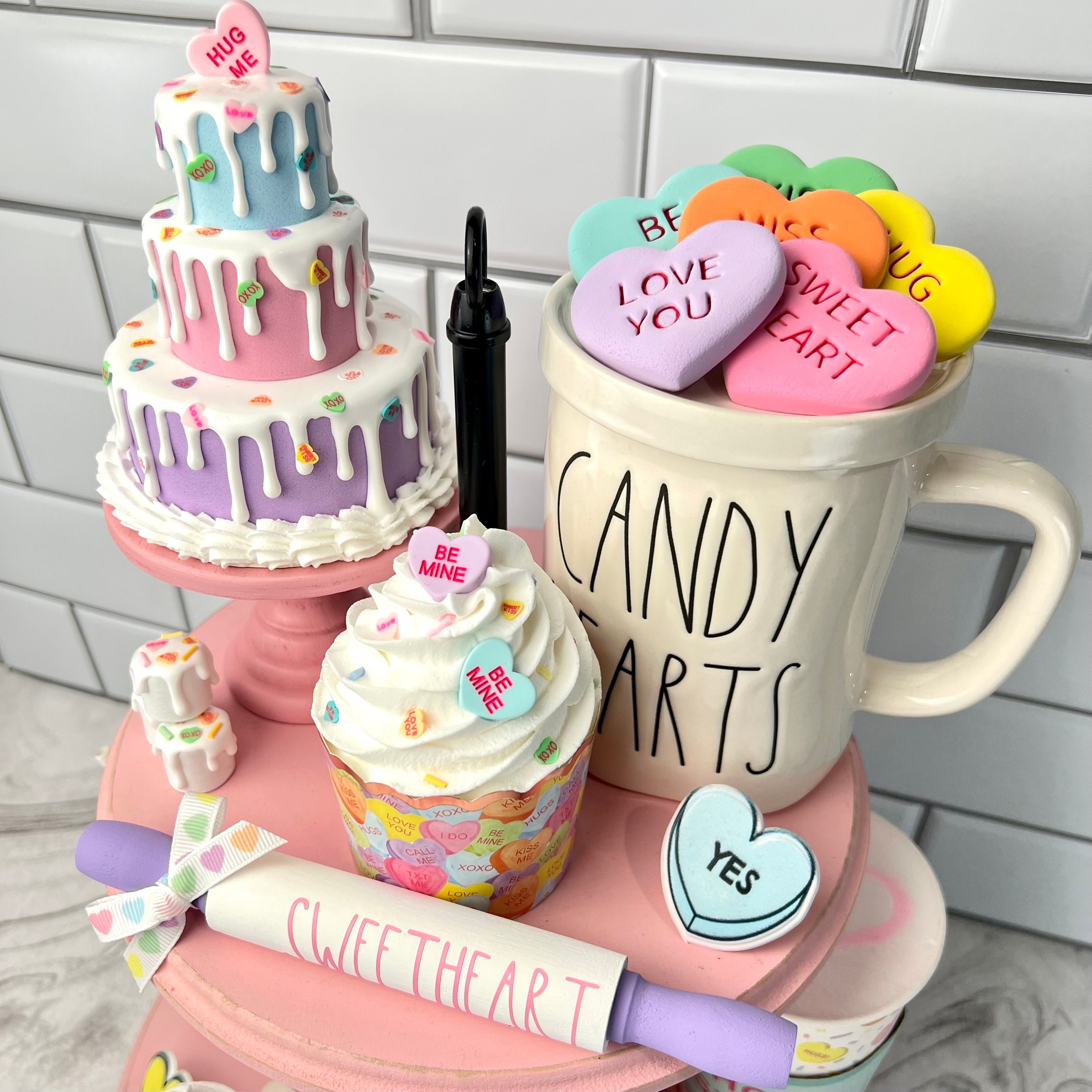 Candy Hearts Tiered Tray Decor Bundle | Valentine's Day Display Set - Etsy
