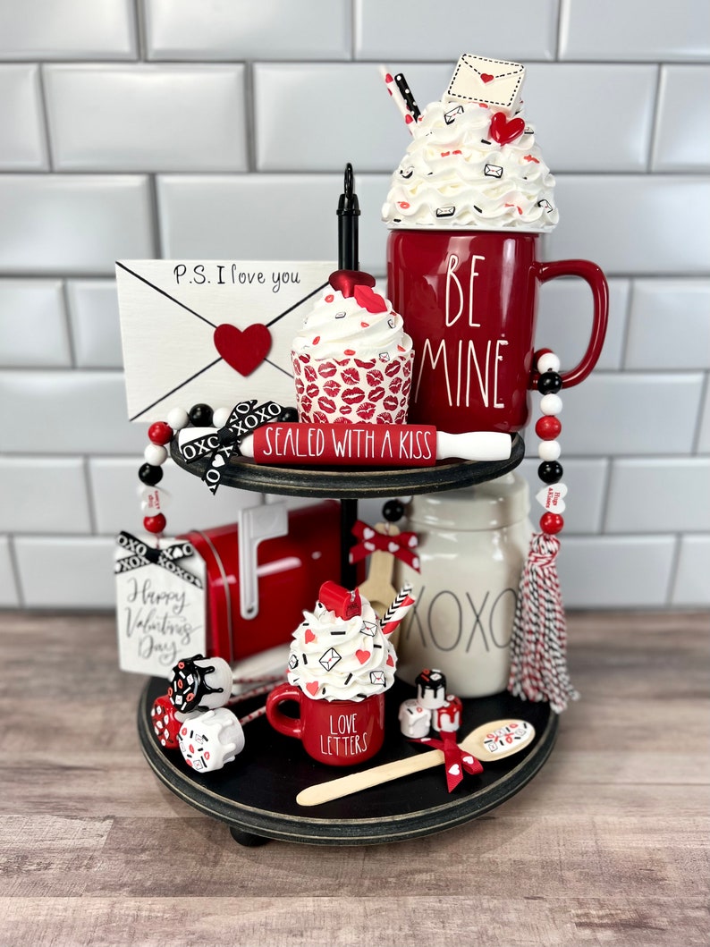 Valentine's Day Kisses Fake Cupcake | Valentine Tiered Tray Decor - Etsy
